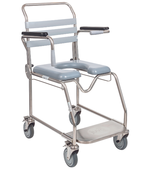 Juvo Mobile Shower Commode with Sliding Foot Plate - – Highgate Healthcare